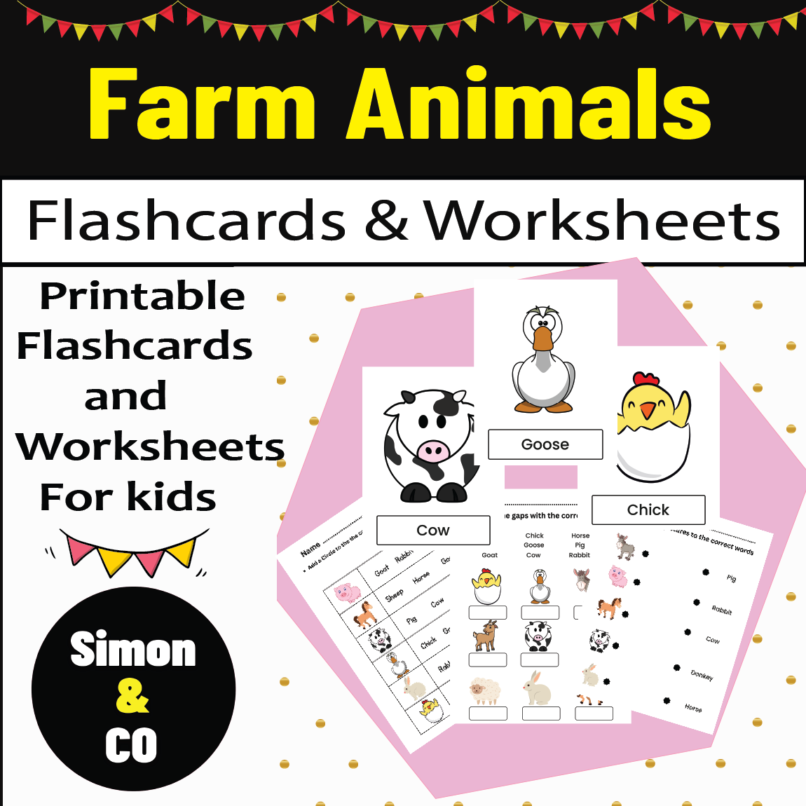 Farm Animals Flashcards & Worksheets. Vocab & activity games for kids ...