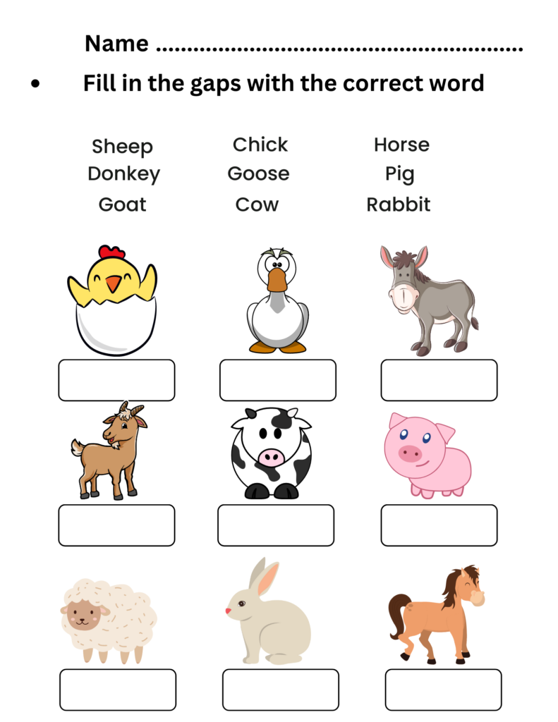 Farm Animals Flashcards & Worksheets. Vocab & activity games for kids ...