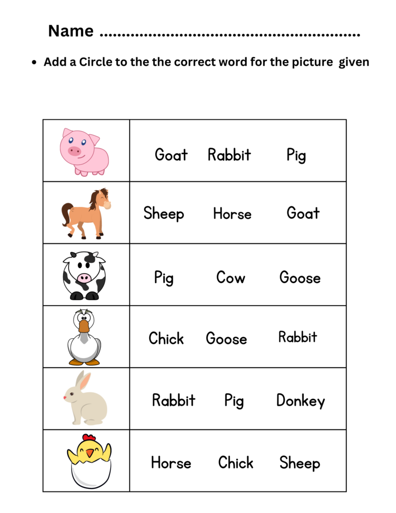 Farm Animals Flashcards & Worksheets. Vocab & activity games for kids ...