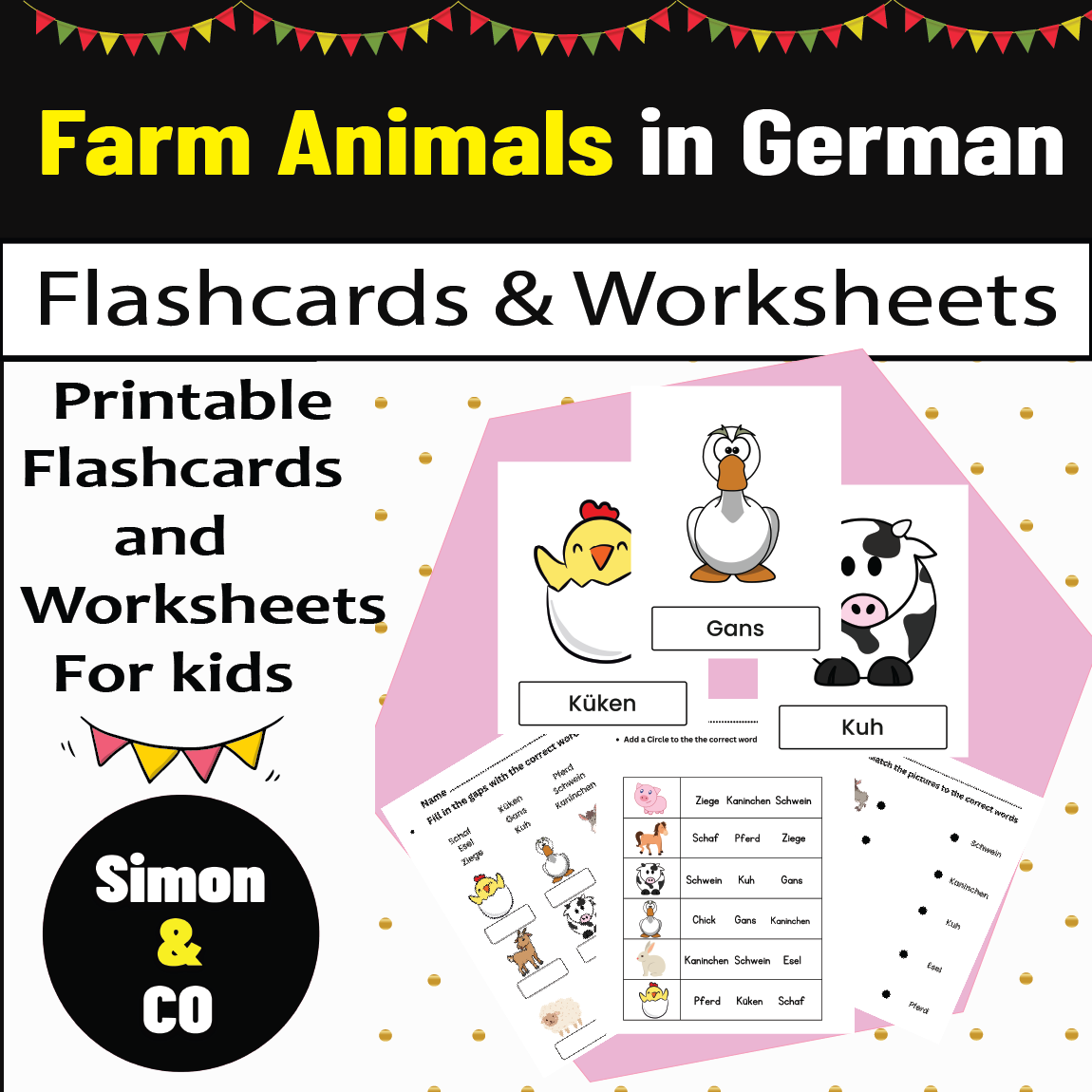 German Farm Animals Flashcards & Worksheets. Vocab activity games for ...