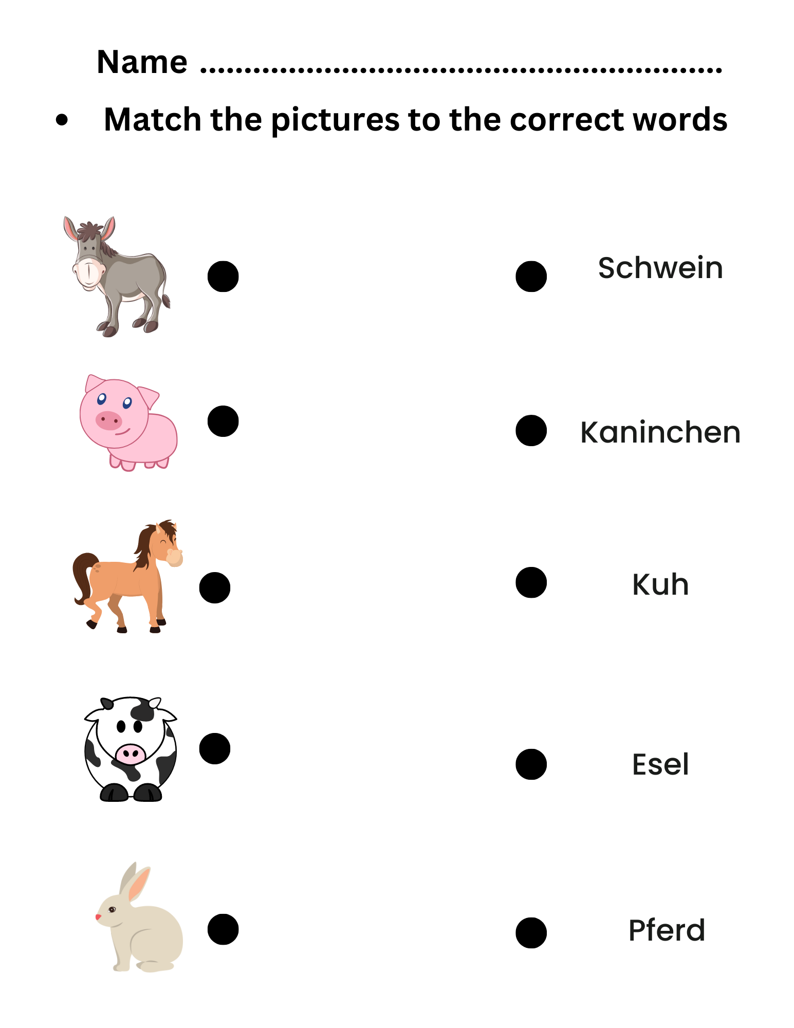 German Farm Animals Flashcards & Worksheets. Vocab activity games for ...
