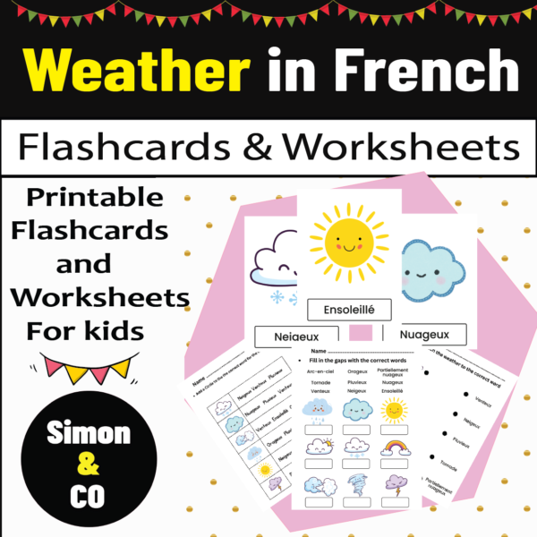 French Weather Flashcards & Worksheets. Vocab & activity games for kids ...