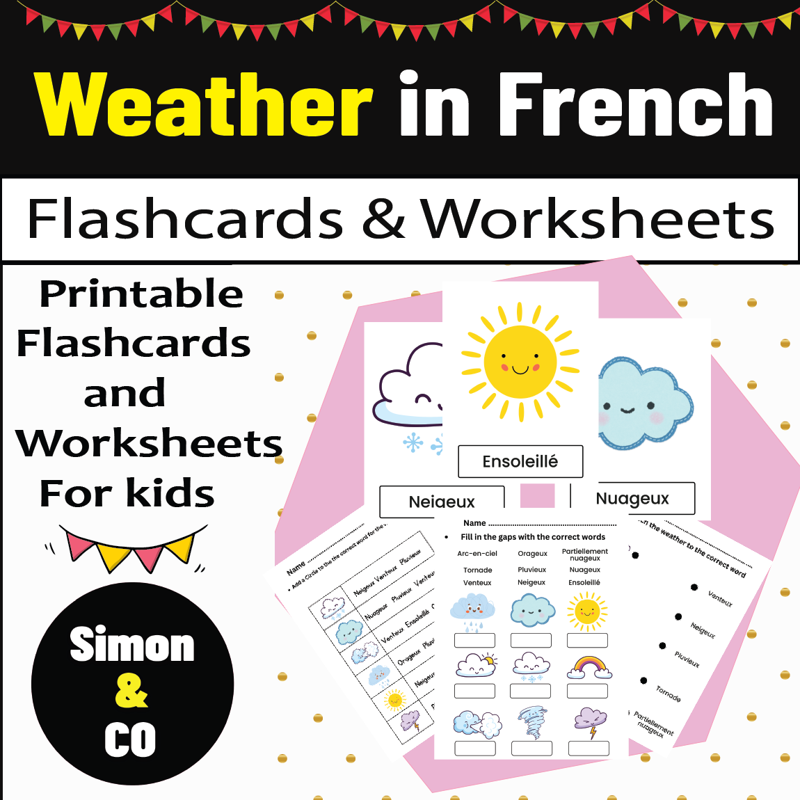 French Weather Flashcards & Worksheets. Vocab & activity games for kids ...