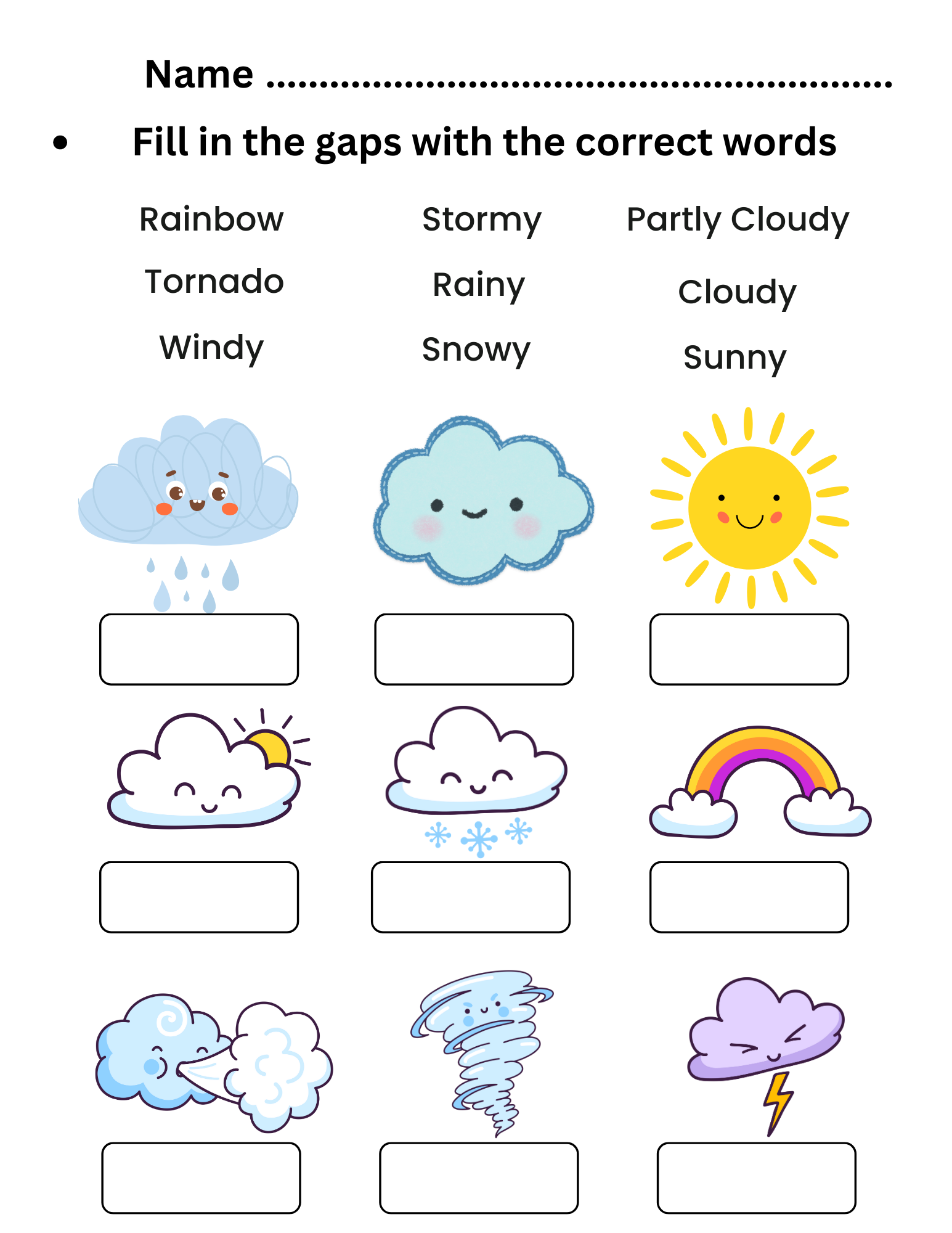 Weather Flashcards & Worksheets. Vocab & activity games for kids ...