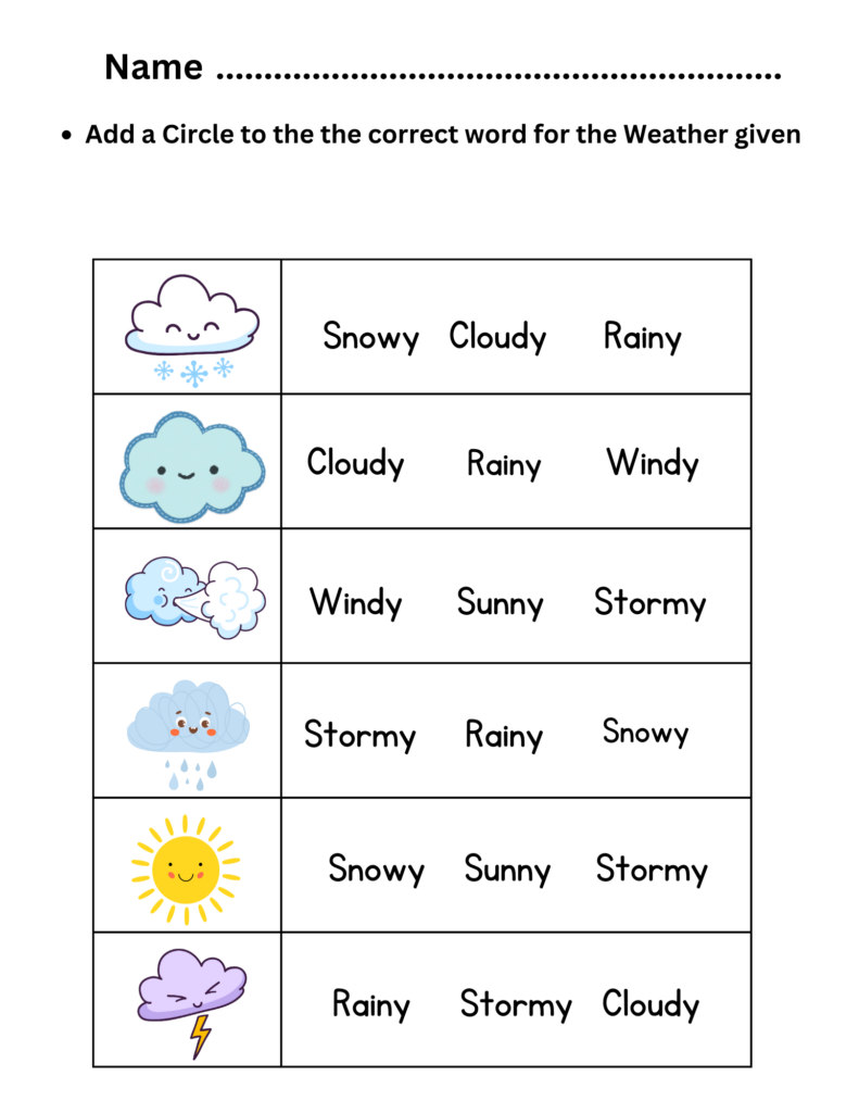 Weather Flashcards & Worksheets. Vocab & activity games for kids ...