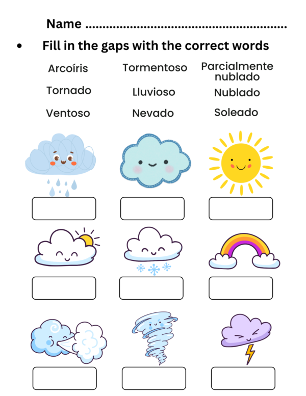 French Weather Flashcards & Worksheets. Vocab & activity games for kids ...