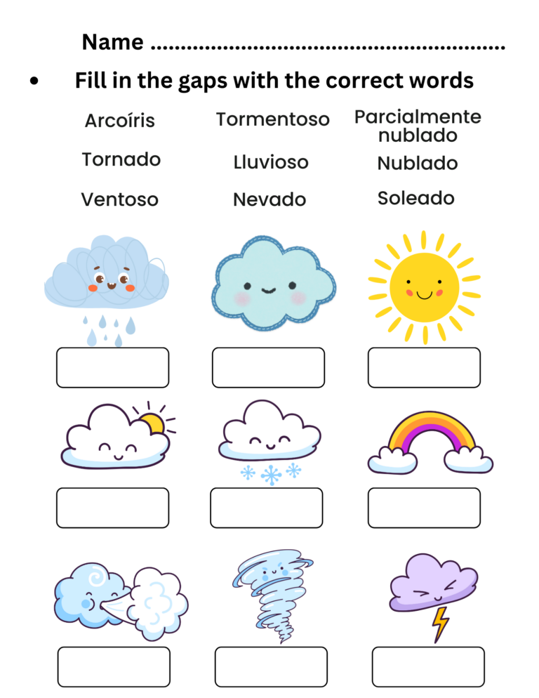 French Weather Flashcards & Worksheets. Vocab & activity games for kids ...