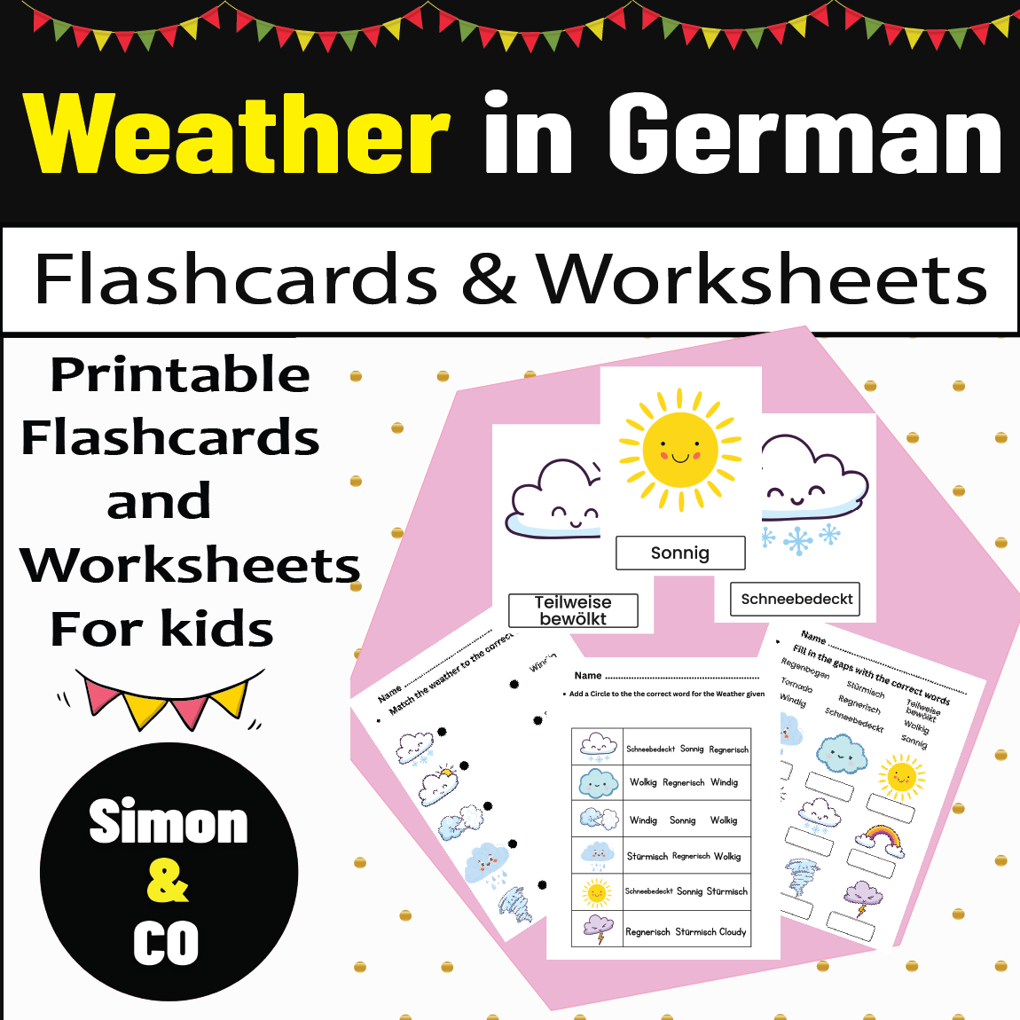German Weather Flashcards & Worksheets. Vocab activity games for kids ...