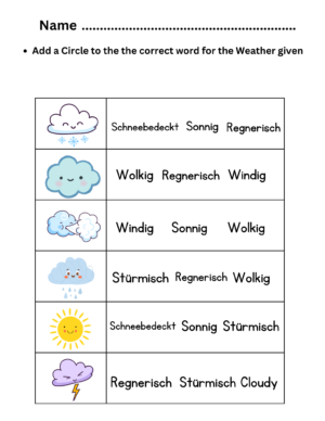 German Weather Flashcards & Worksheets. Vocab activity games for kids ...