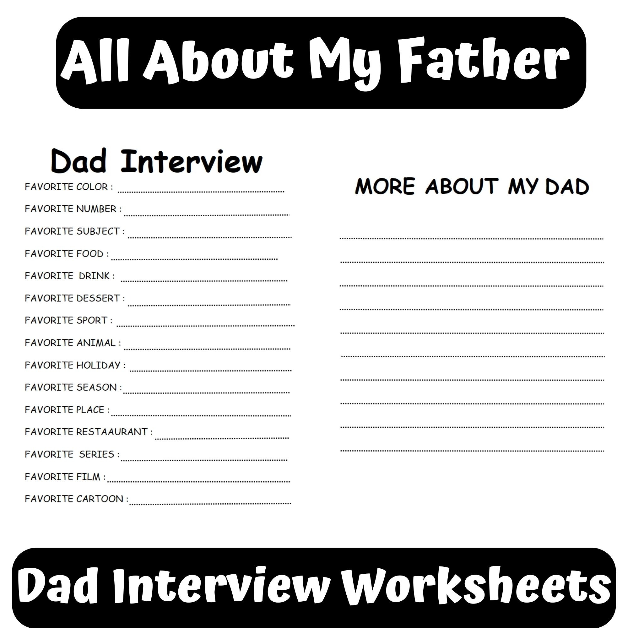 Father's Day All About My Dad Interview Questions,Questionnaire, Draw ...
