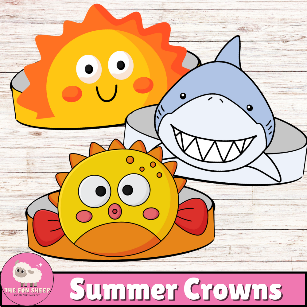 Summer Crowns | Summer Hats Craft Coloring Activity - Summer Headbands ...