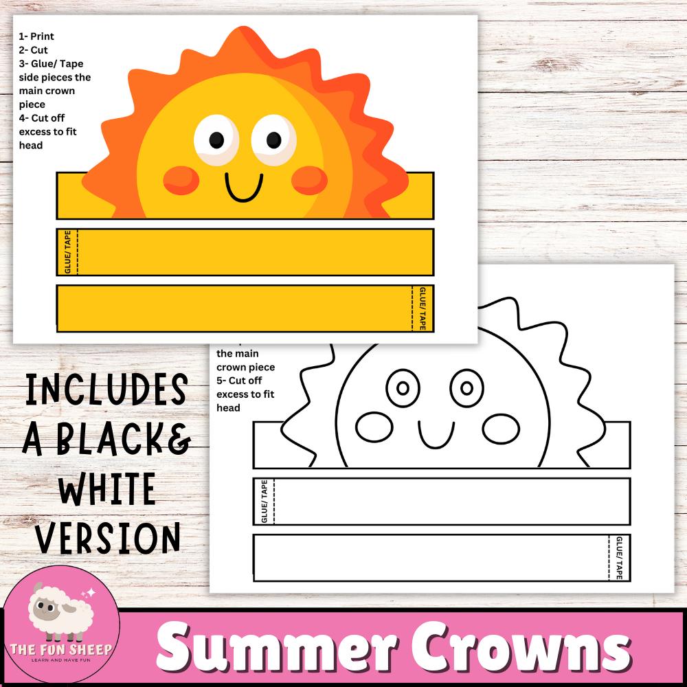 Summer Crowns | Summer Hats Craft Coloring Activity - Summer Headbands ...