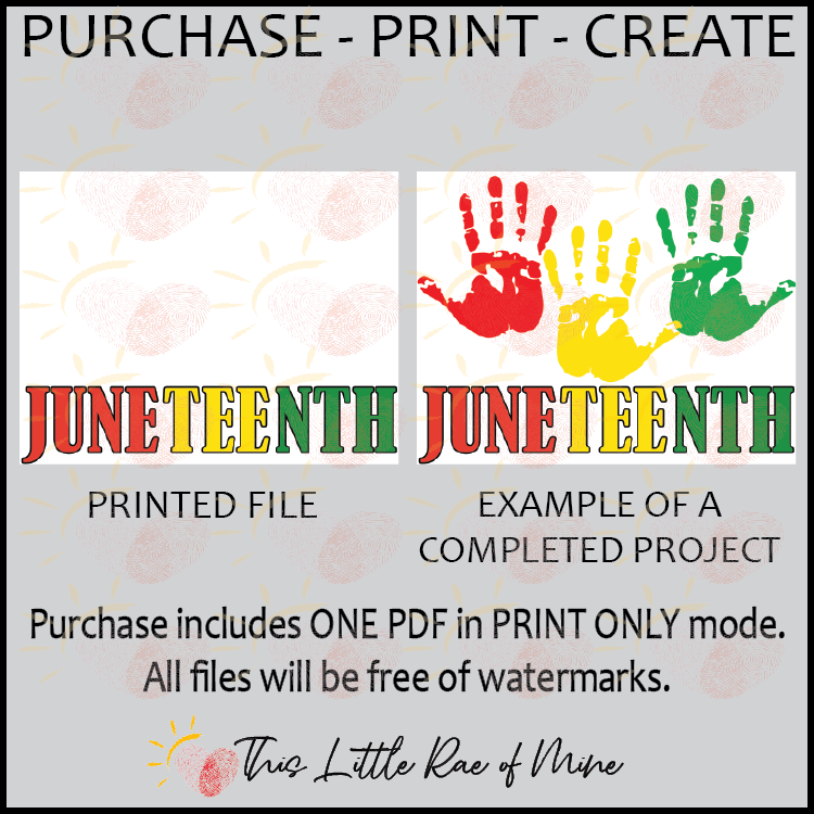 Juneteenth Independence Day - handprint Art - Printable - keepsake ...