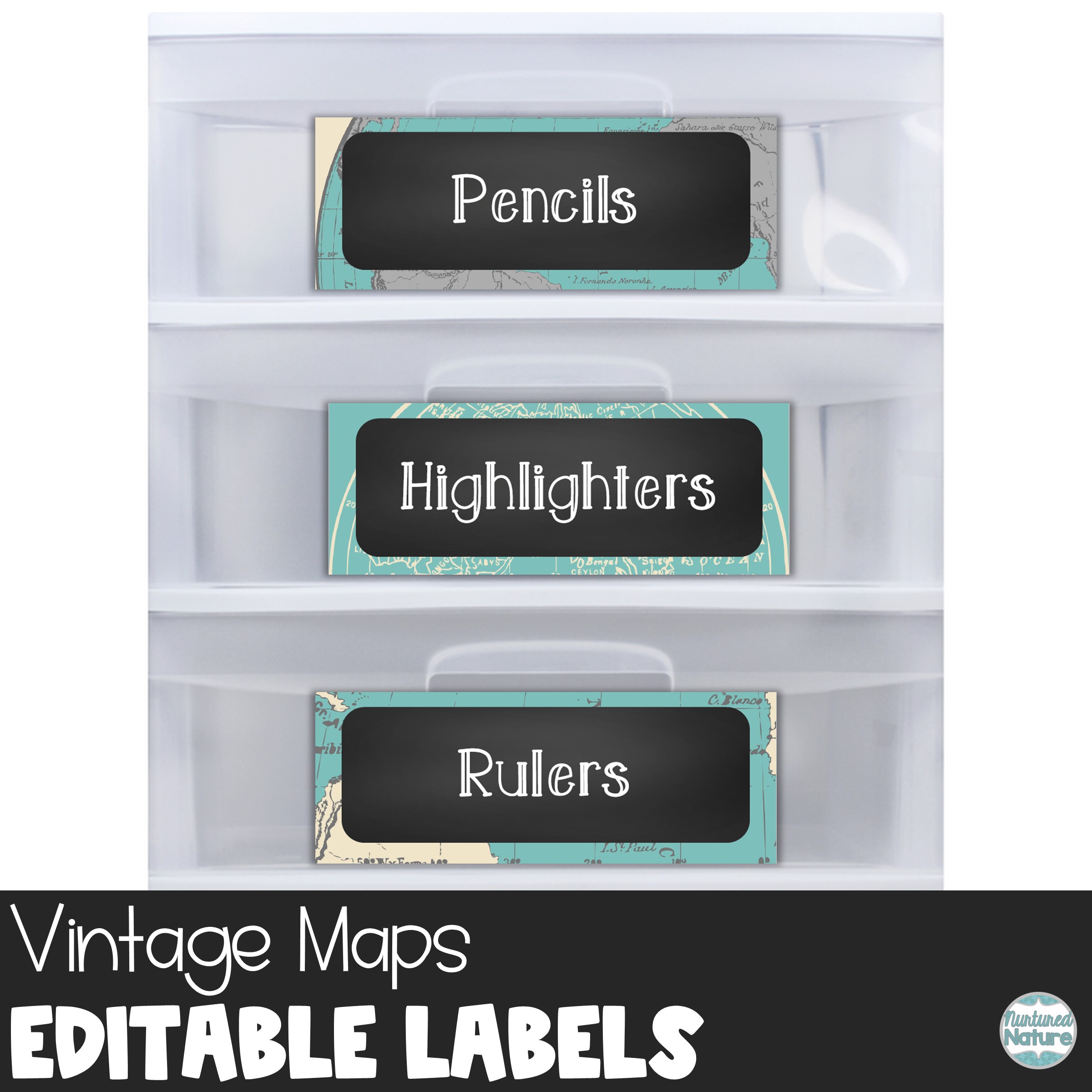 Editable Labels - Vintage Maps - Printable Modern Farmhouse Decor ...