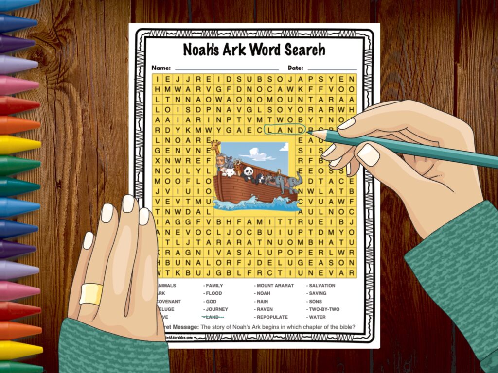 Noah's Ark Word Search Bible Puzzle Activity Worksheet | Made By Teachers
