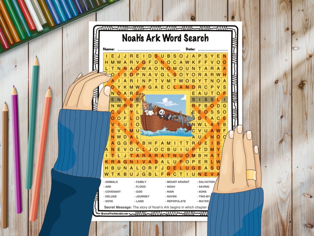 Noah's Ark Word Search Bible Puzzle Activity Worksheet | Made By Teachers