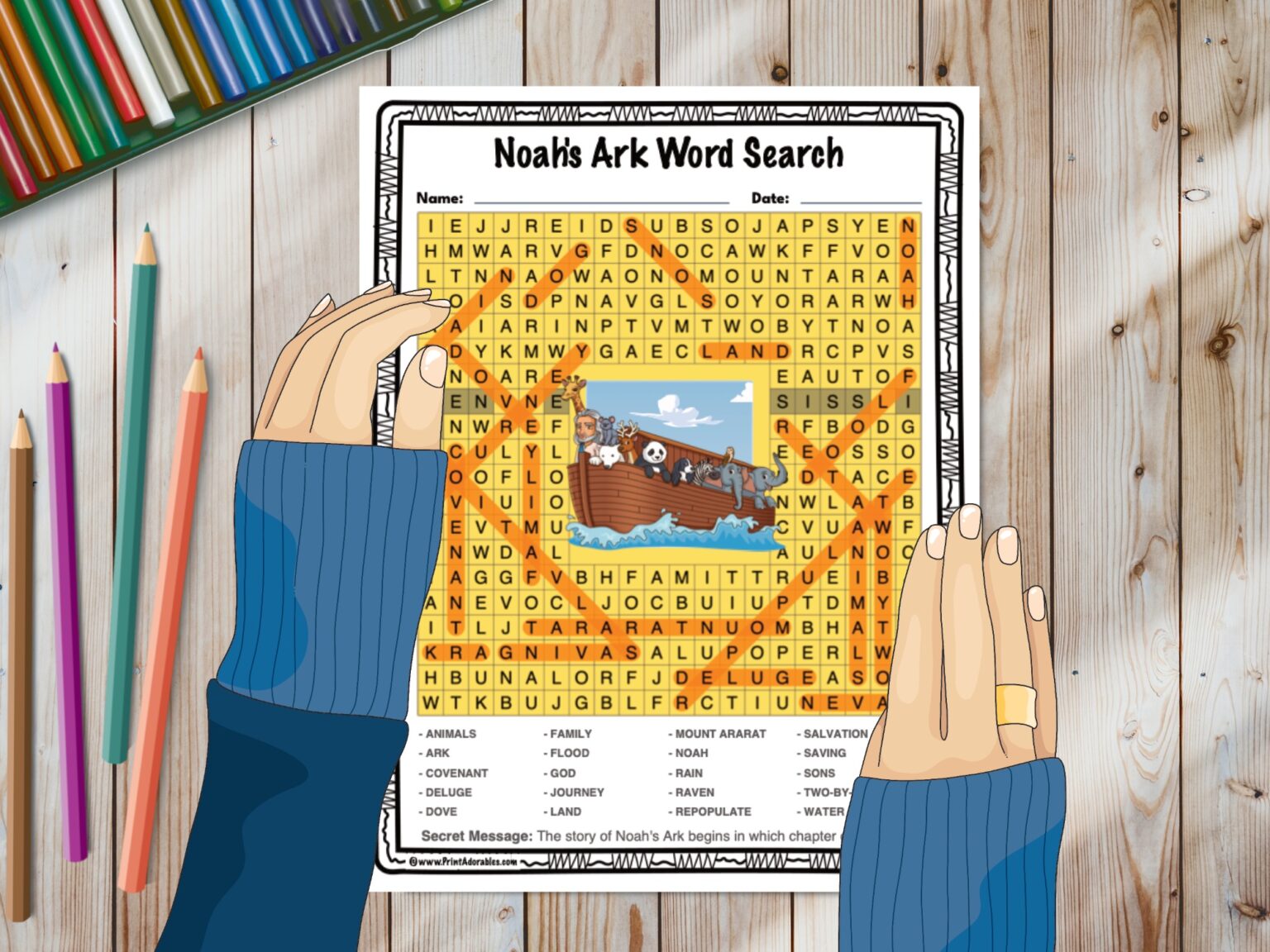 Noah's Ark Word Search Bible Puzzle Activity Worksheet | Made By Teachers