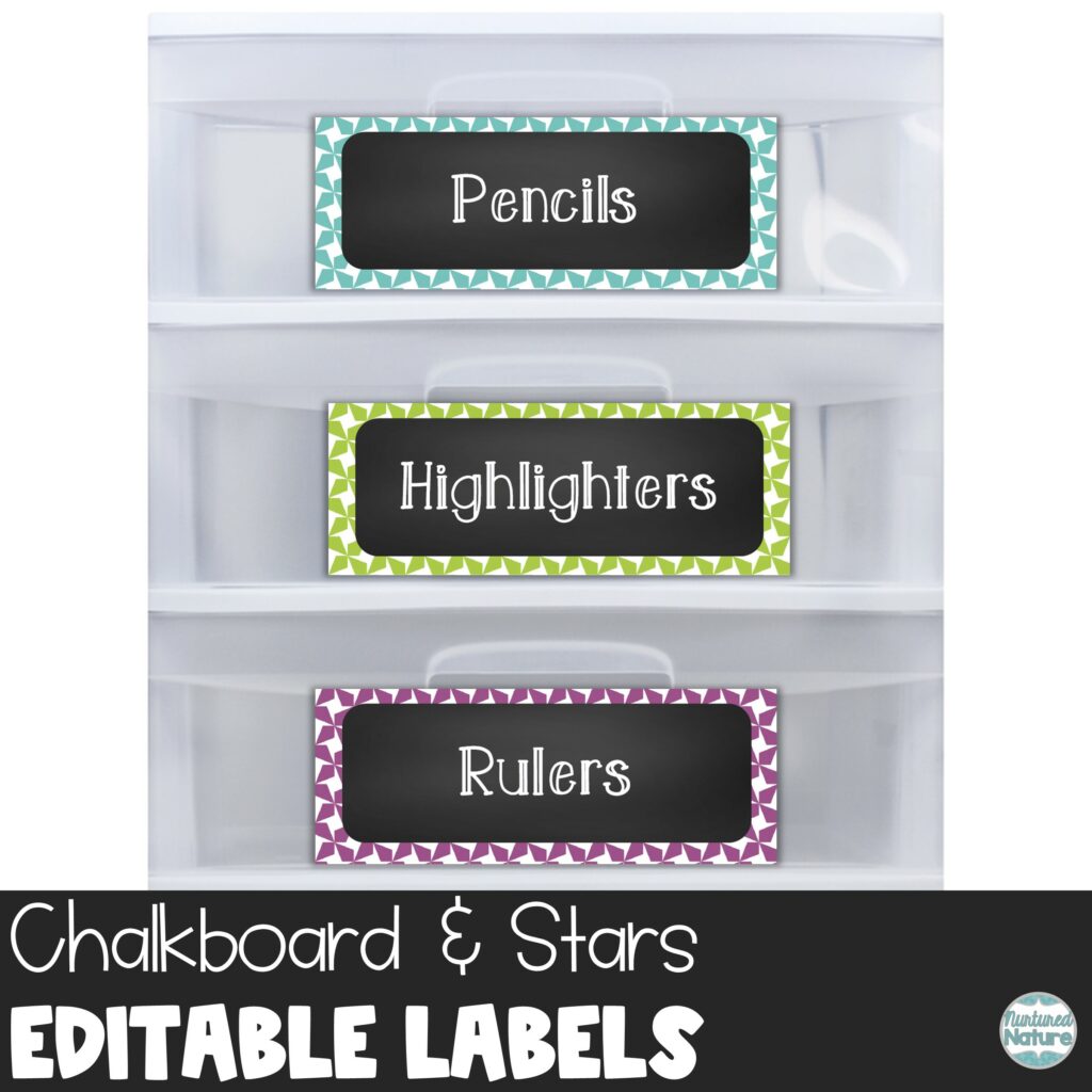 Editable Labels - Chalkboard and Rainbow Stars - Printable Classroom ...