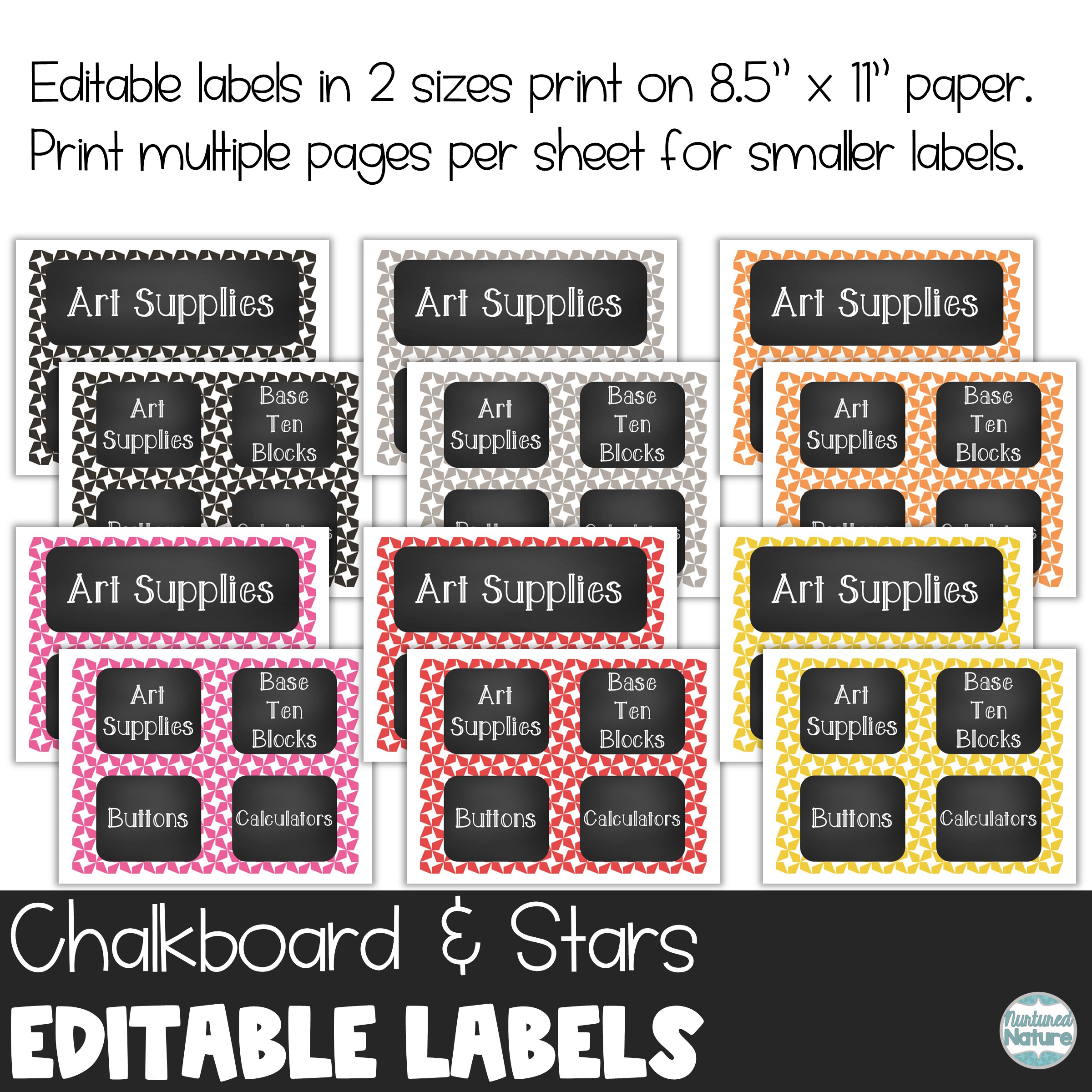 Editable Labels - Chalkboard and Rainbow Stars - Printable Classroom ...