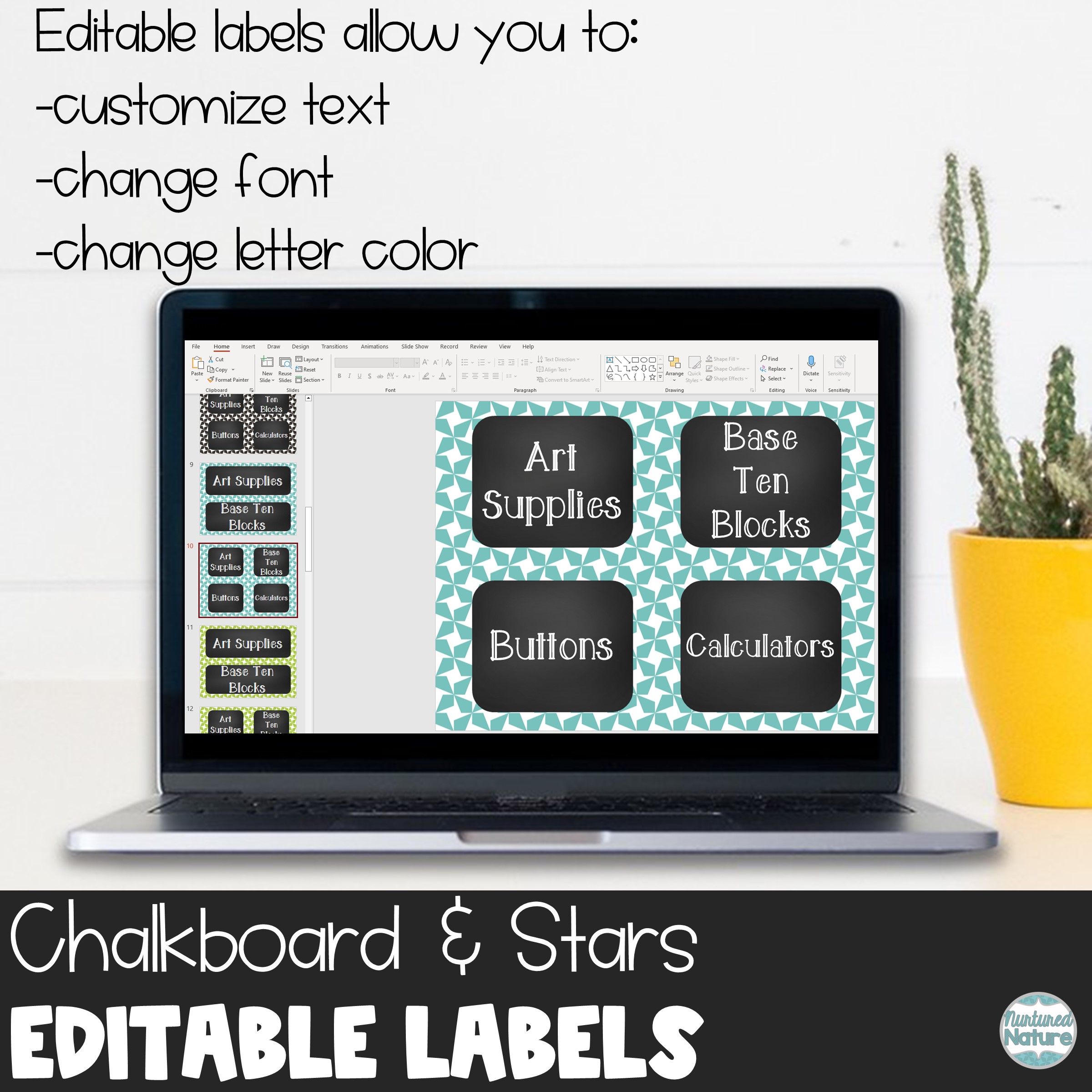Editable Labels - Chalkboard and Rainbow Stars - Printable Classroom ...