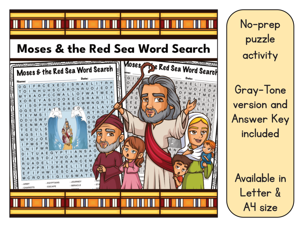 Moses and the Ten Commandments Word Search Bible Puzzle Activity ...