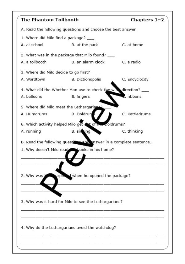 Norton Juster "The Phantom Tollbooth" worksheets | Made By Teachers