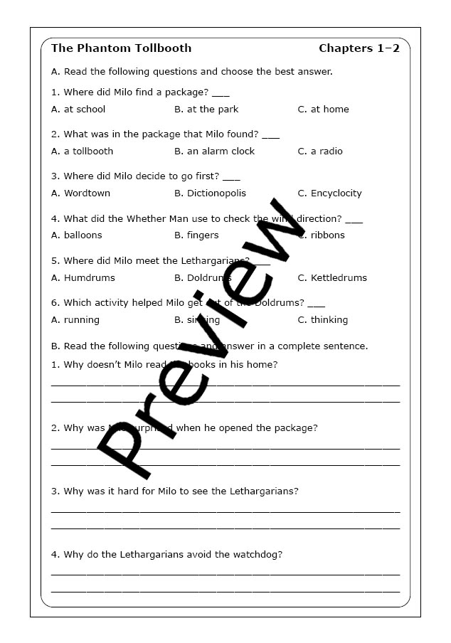 Norton Juster "The Phantom Tollbooth" worksheets | Made By Teachers