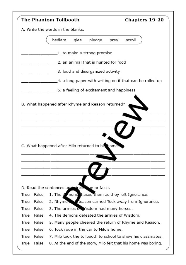 Norton Juster "The Phantom Tollbooth" worksheets | Made By Teachers