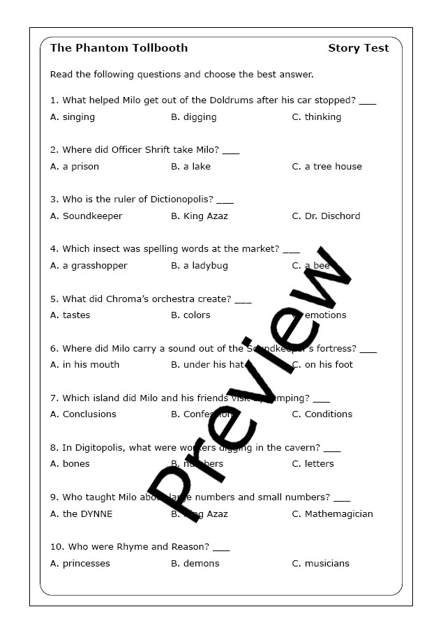Norton Juster "The Phantom Tollbooth" worksheets | Made By Teachers