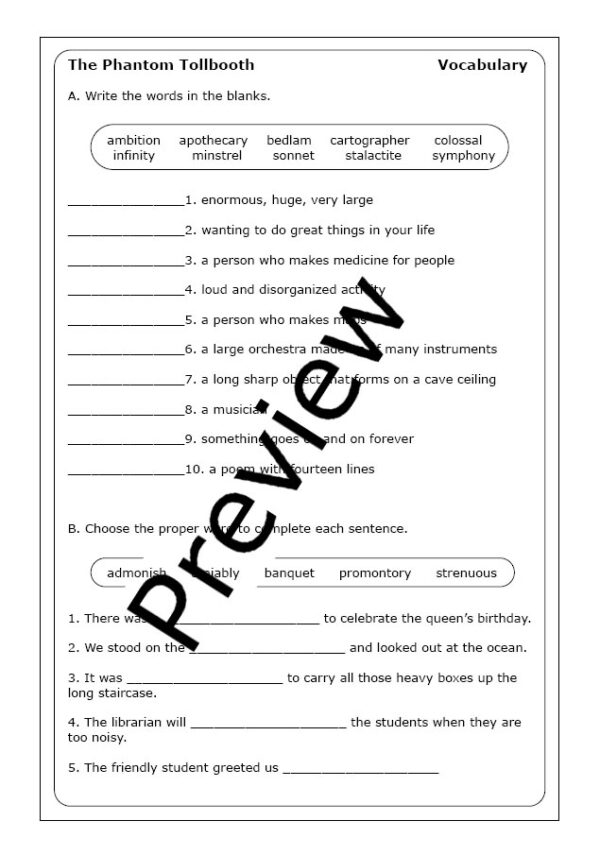 Norton Juster "The Phantom Tollbooth" worksheets | Made By Teachers