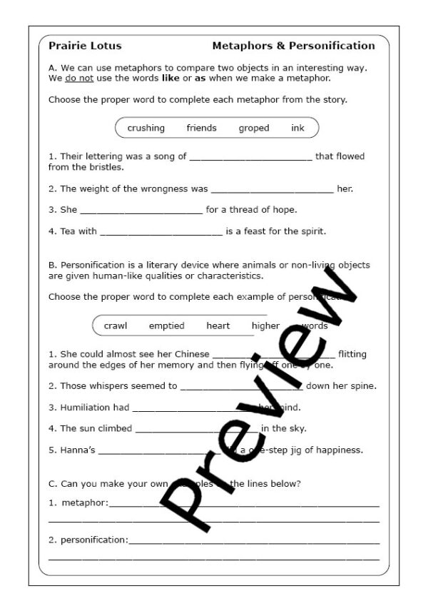 Linda Sue Park "Prairie Lotus" worksheets | Made By Teachers