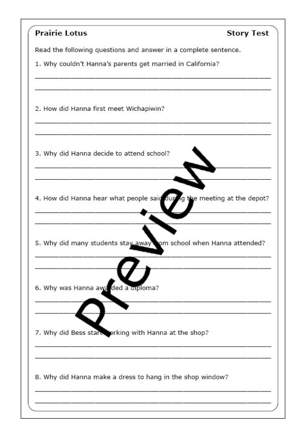 Linda Sue Park "Prairie Lotus" worksheets | Made By Teachers