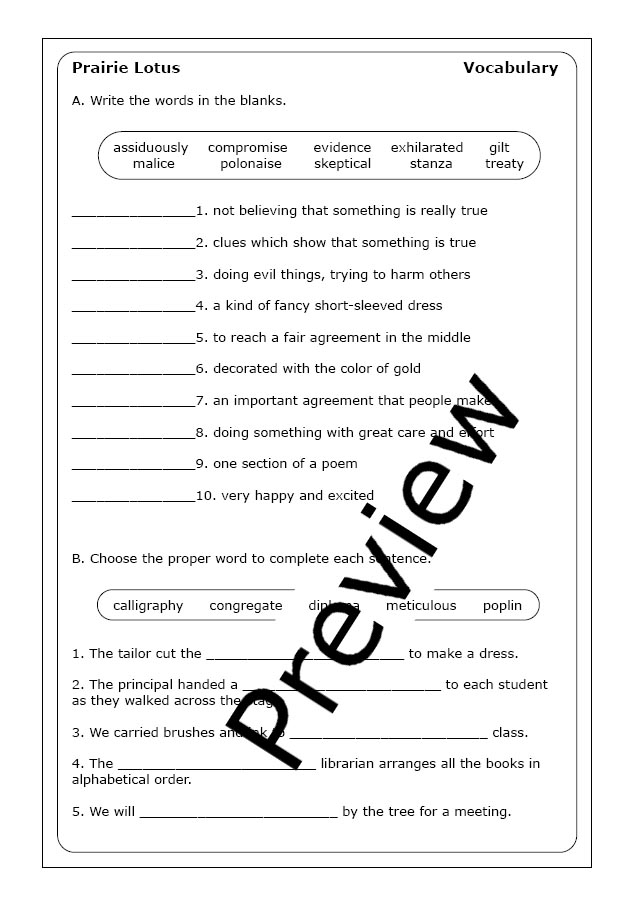 Linda Sue Park "Prairie Lotus" worksheets | Made By Teachers