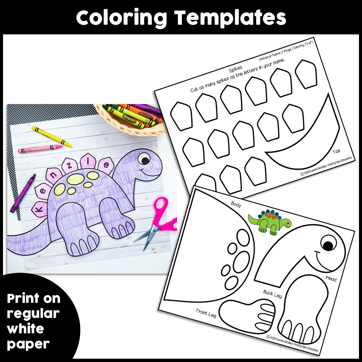 Dinosaur Name Craft | Dinosaur Activities | Bulletin Board | Editable ...