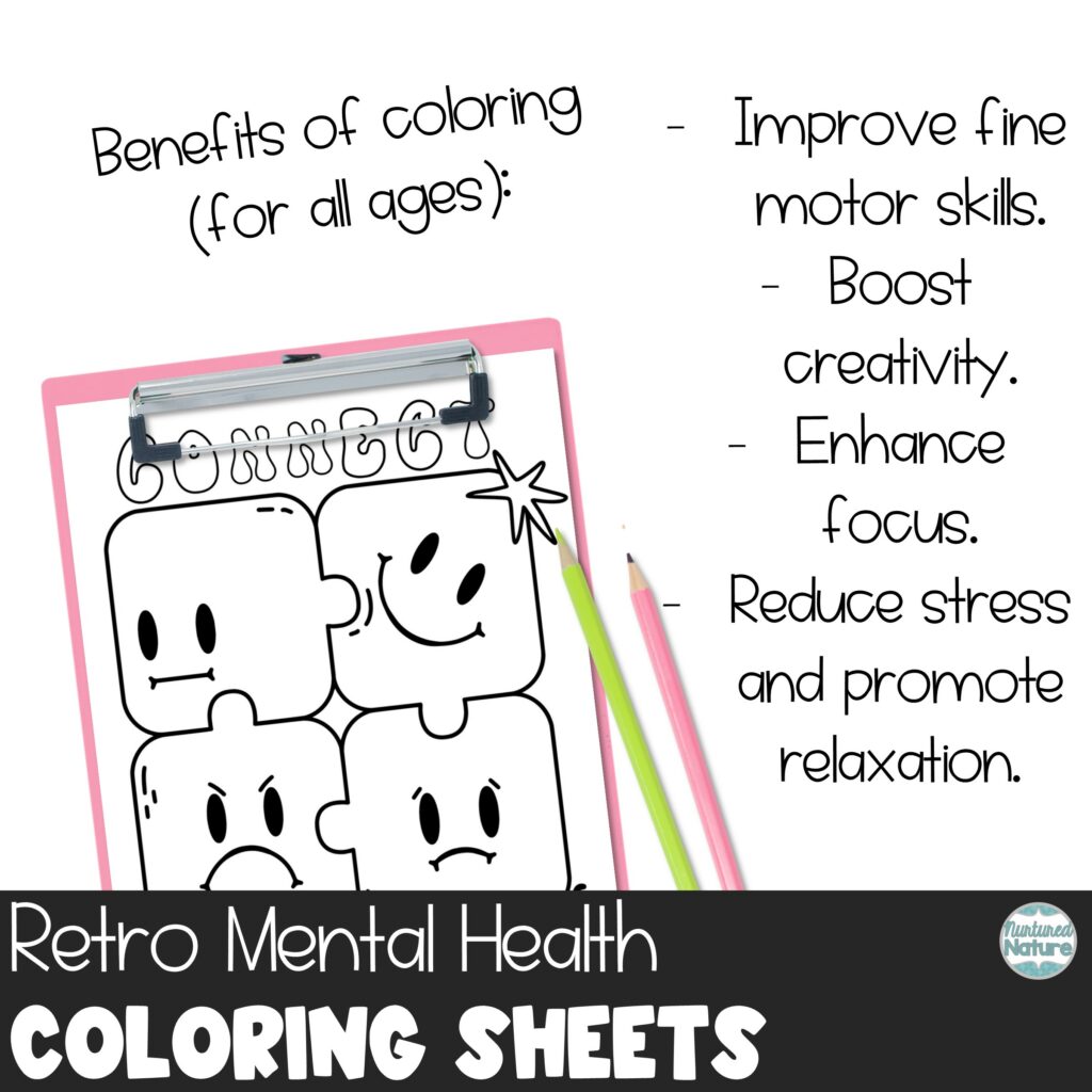 Mental Health Awareness Coloring Pages - Groovy Retro SEL Coloring ...