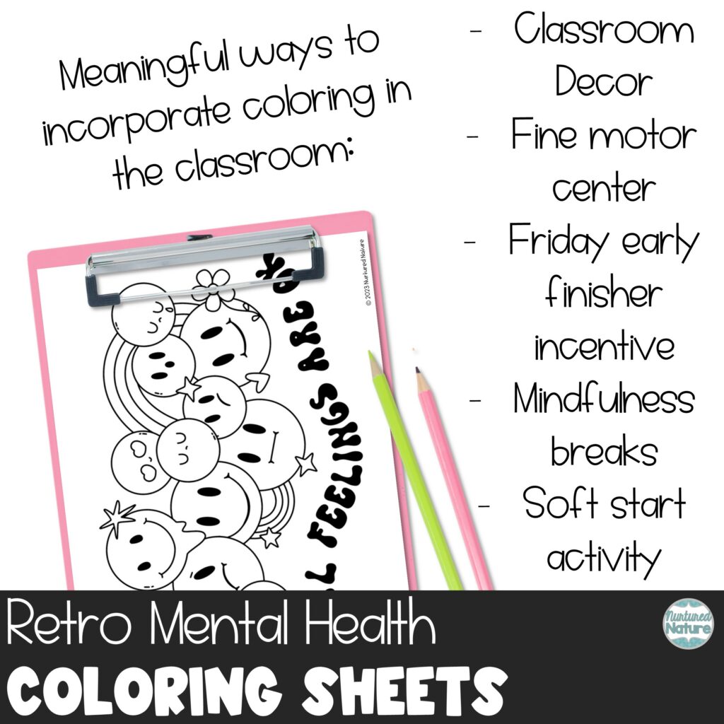 Mental Health Awareness Coloring Pages - Groovy Retro SEL Coloring ...