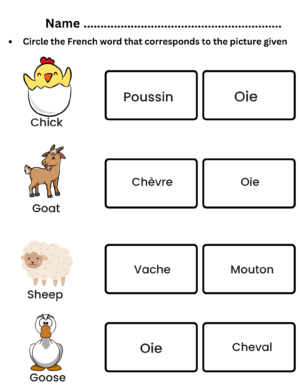 Bilingual English-French Farm Animals Flashcards & Worksheets. Activity ...