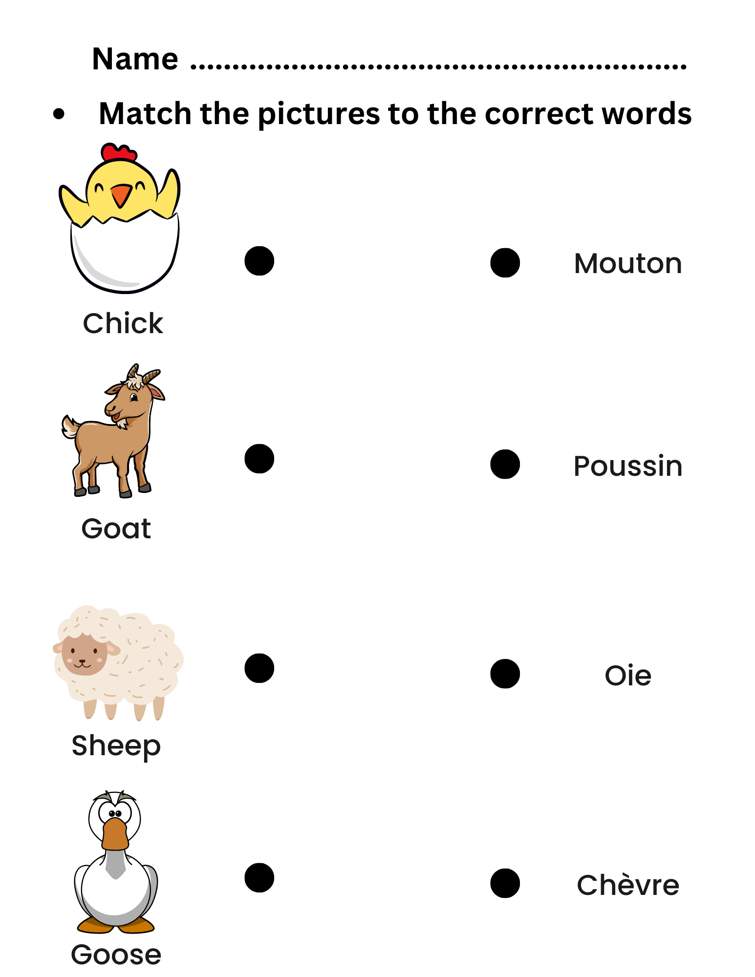 Bilingual English-French Farm Animals Flashcards & Worksheets. Activity ...