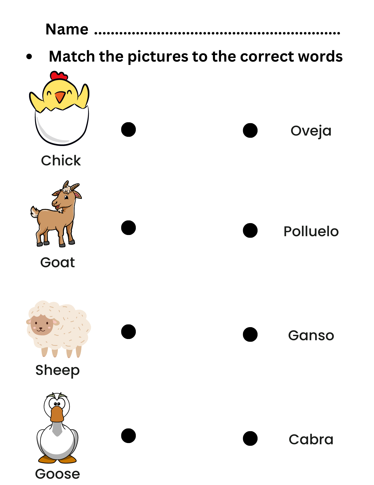 Bilingual English-Spanish Farm Animals Flashcards & Worksheets ...