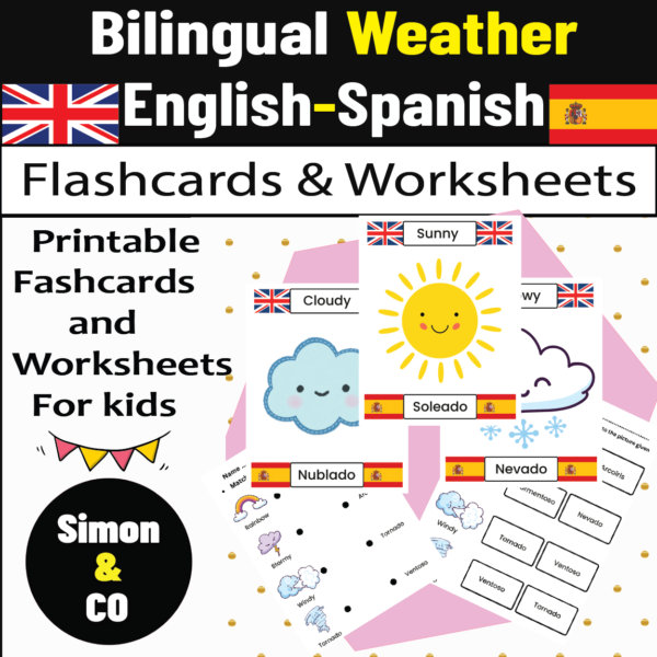 Bilingual English-Spanish Weather Flashcards & Worksheets. vocab ...