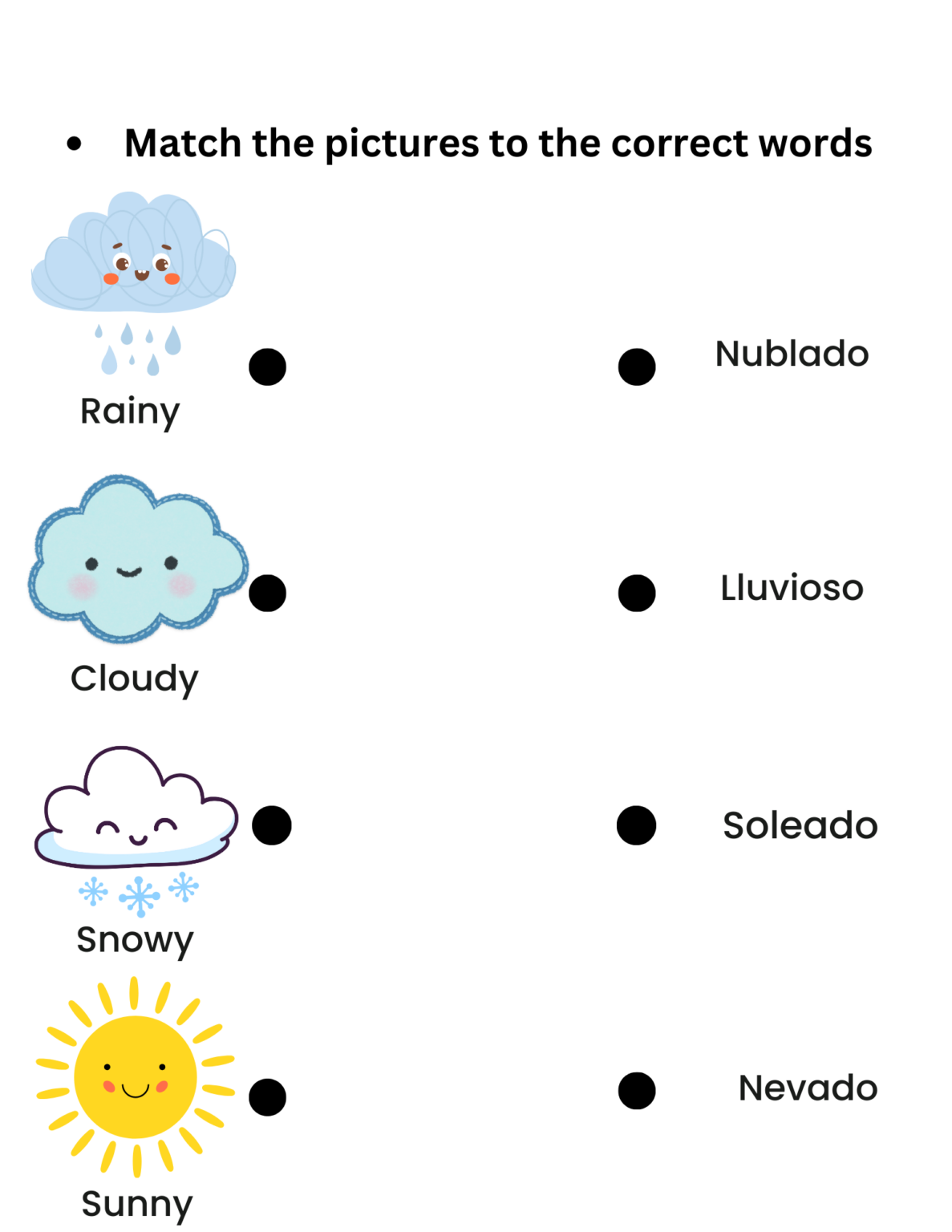 Bilingual English-Spanish Weather Flashcards & Worksheets. vocab ...