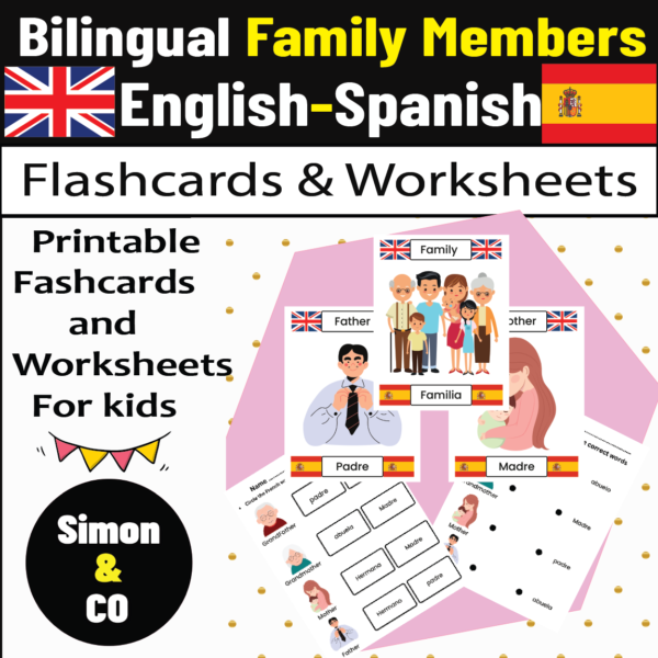 Bilingual English-Spanish Family members Flashcards & Worksheets ...