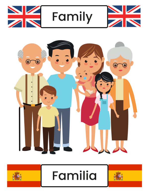 Bilingual English-Spanish Family members Flashcards & Worksheets ...