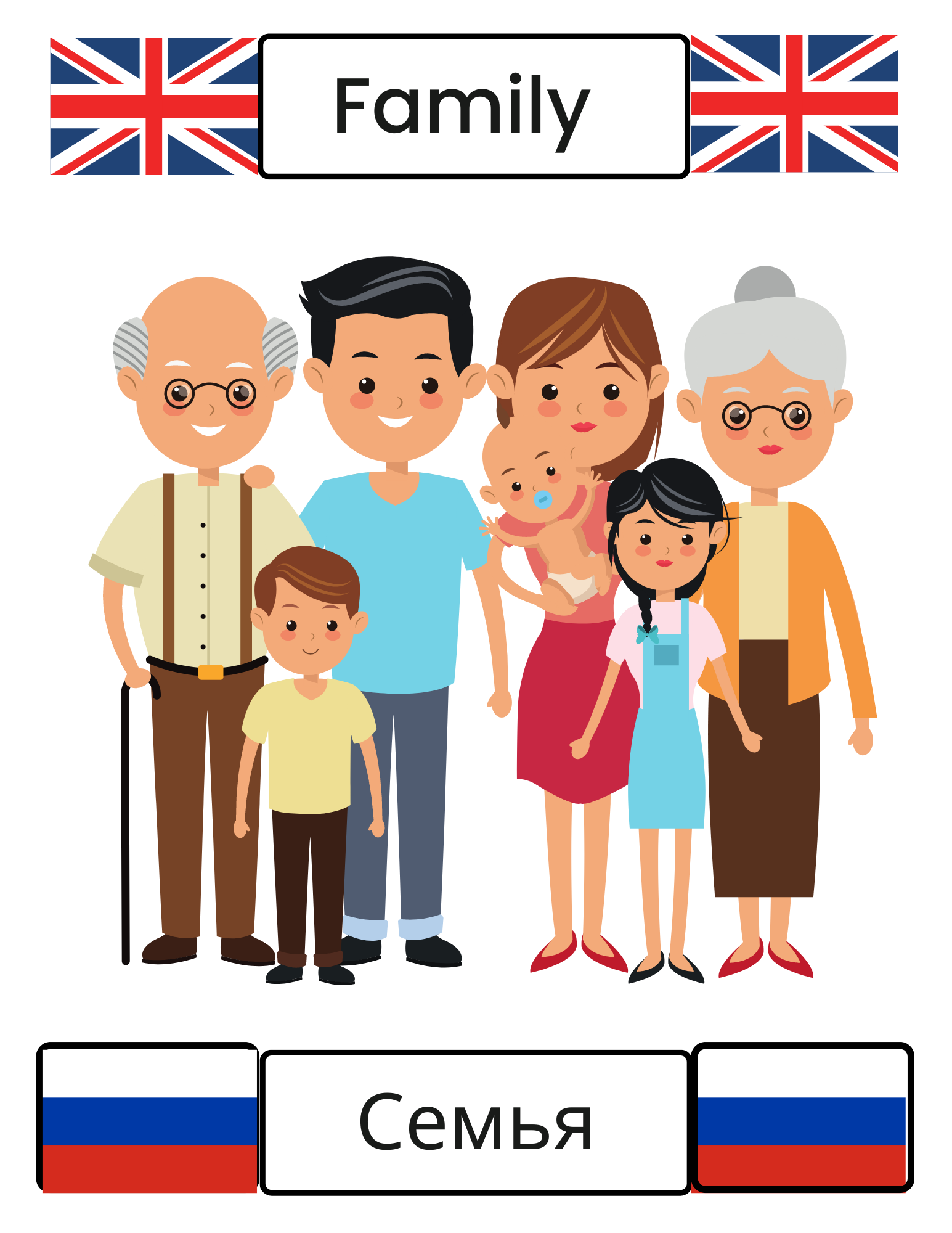 Bilingual English-Russian Family members Flashcards & Worksheets ...