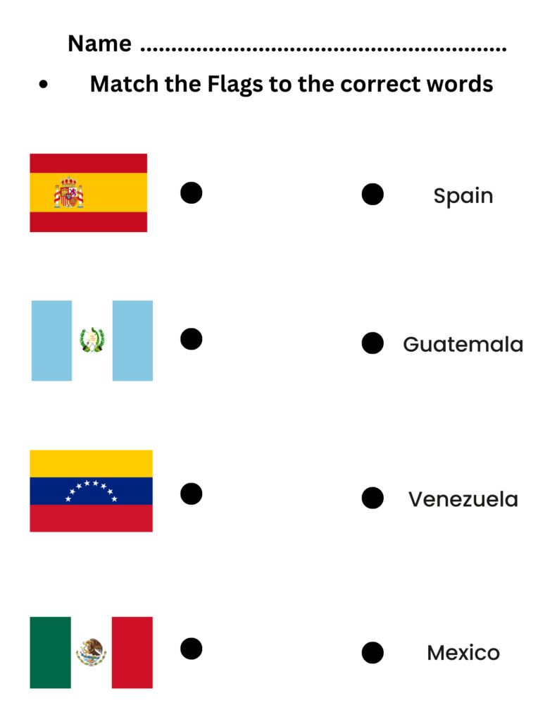 Spanish Speaking Countries Flags with Flashcards & Worksheets for kids ...