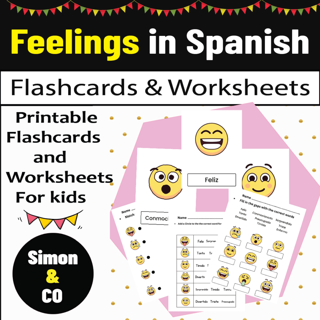 Spanish Feelings Flashcards & Worksheets. Vocab & activity games for ...