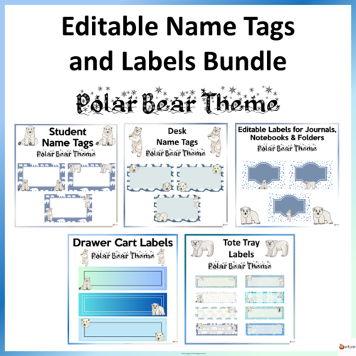 Polar Bear Theme Decor Bundle Name Tags and Labels Editable | Made By ...