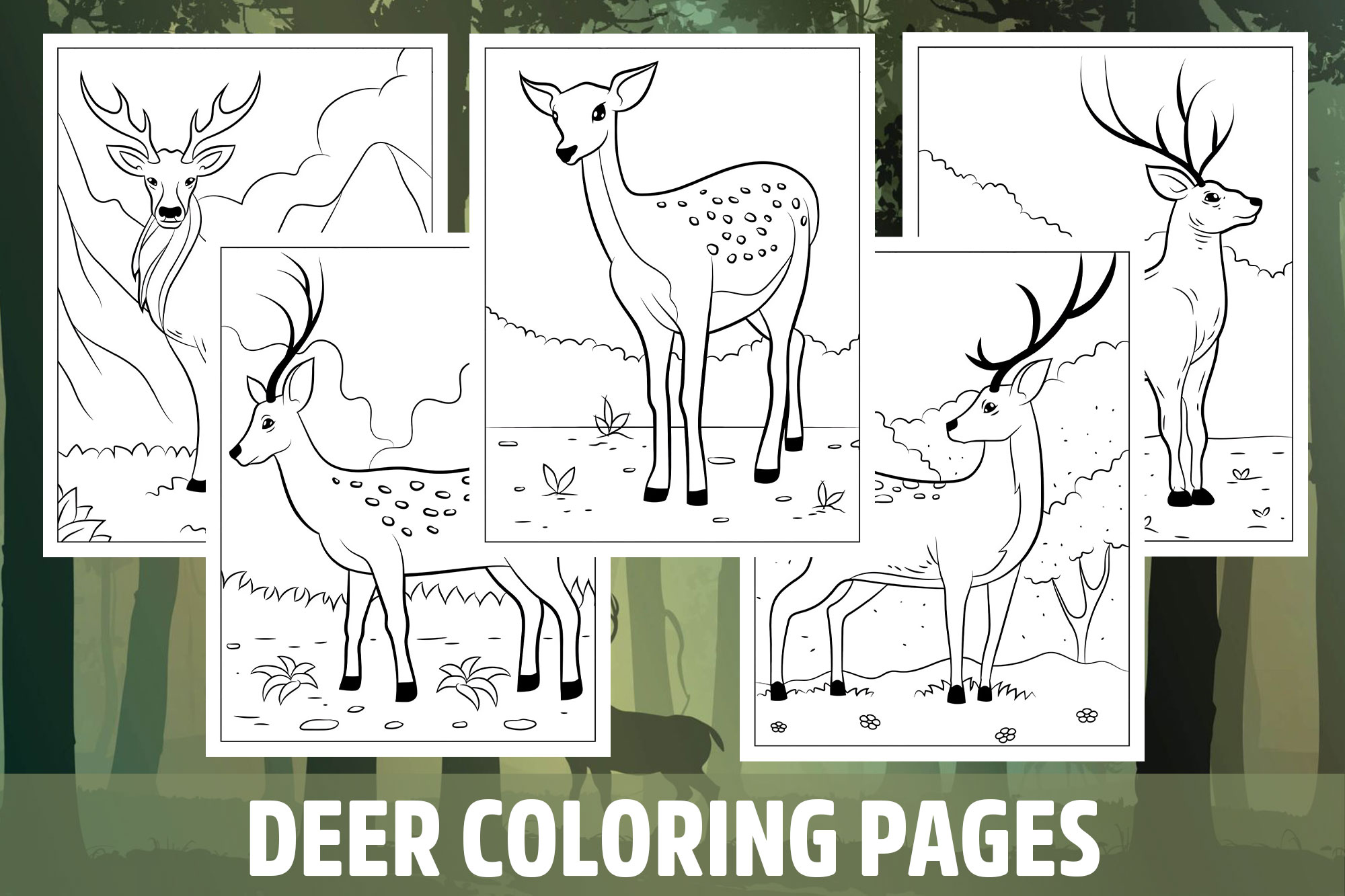 Deer Coloring Pages for Kids, Girls, Boys, Teens Birthday School ...