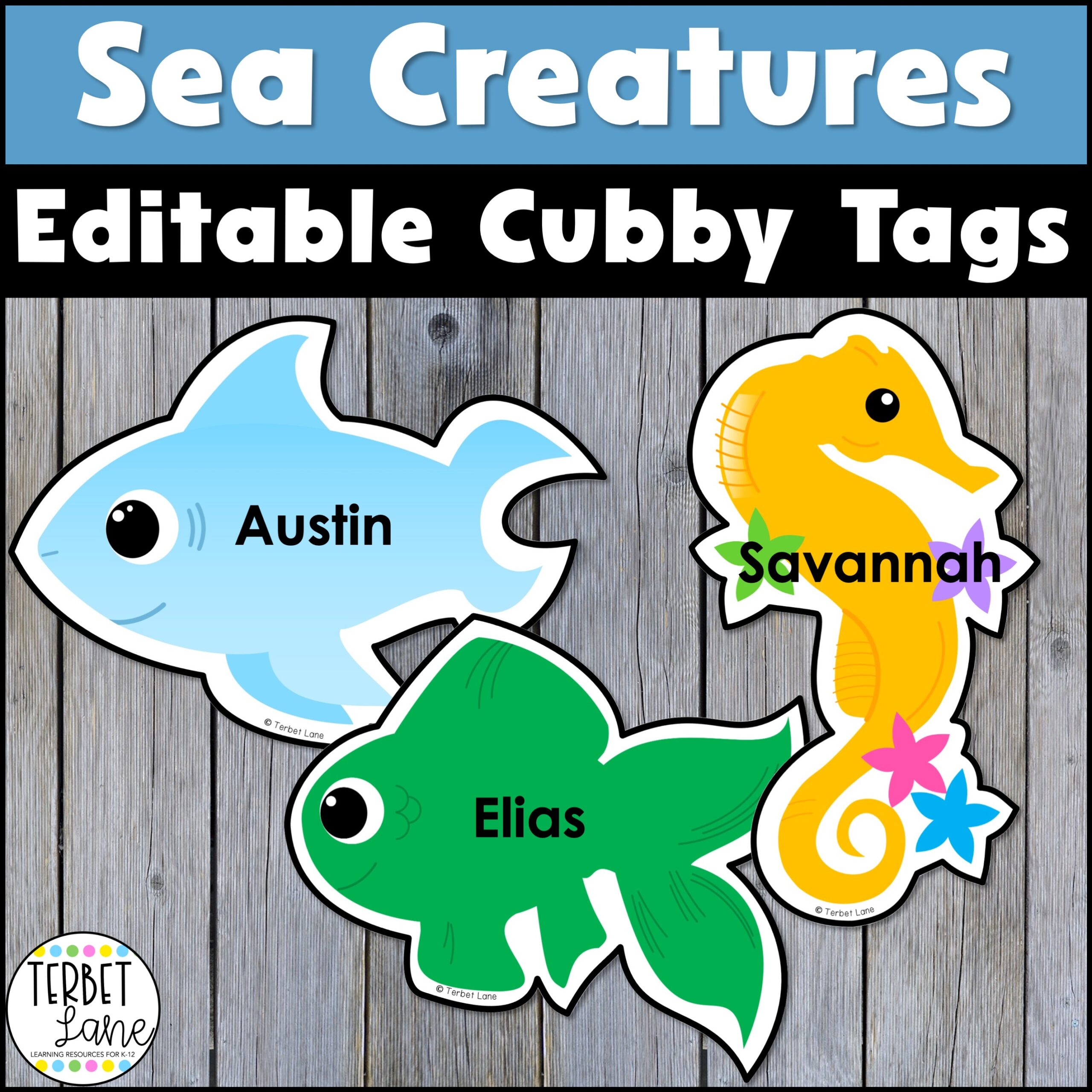 Editable Ocean Themed Cubby Tags | Made By Teachers