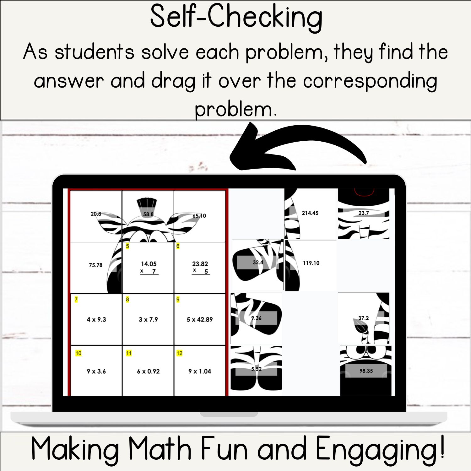 Multiply Decimals with Whole Numbers Self-Checking Digital Math ...
